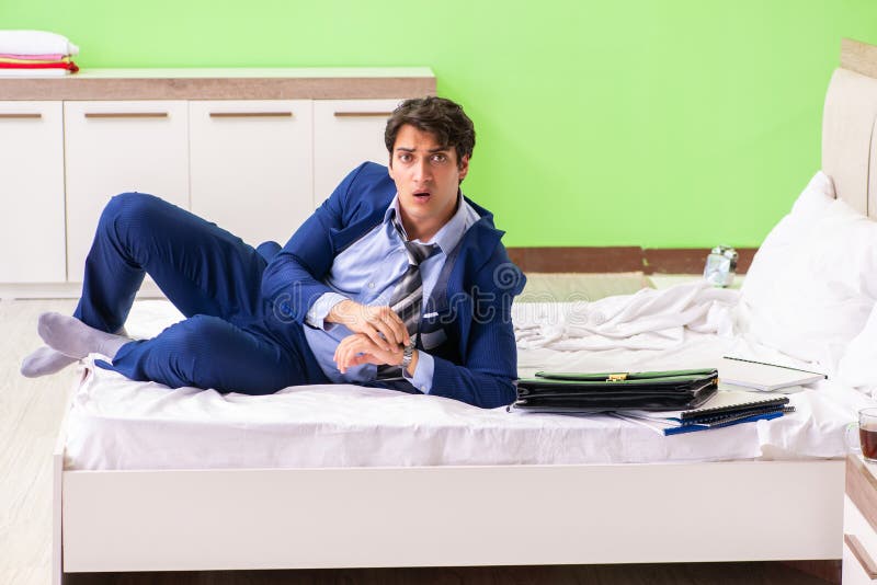 The Young Businessman Employee Late for Office Stock Image - Image of ...