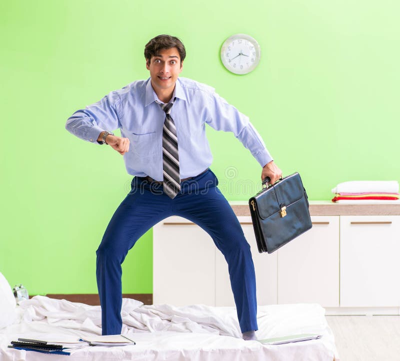 Young Businessman Employee Late for Office Stock Image - Image of ...