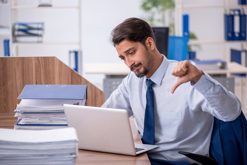 Young Businessman Employee Working in the Office Stock Image - Image of ...