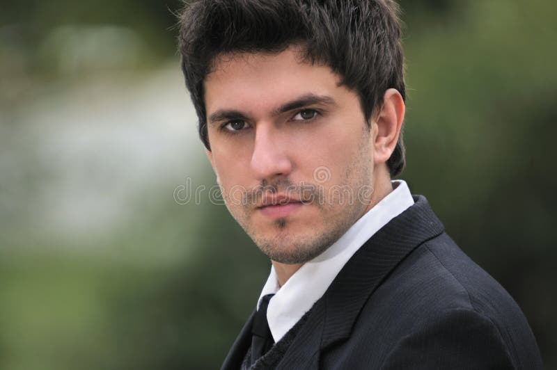Young Businessman Face Portrait Outdoor Stock Image - Image of adult ...