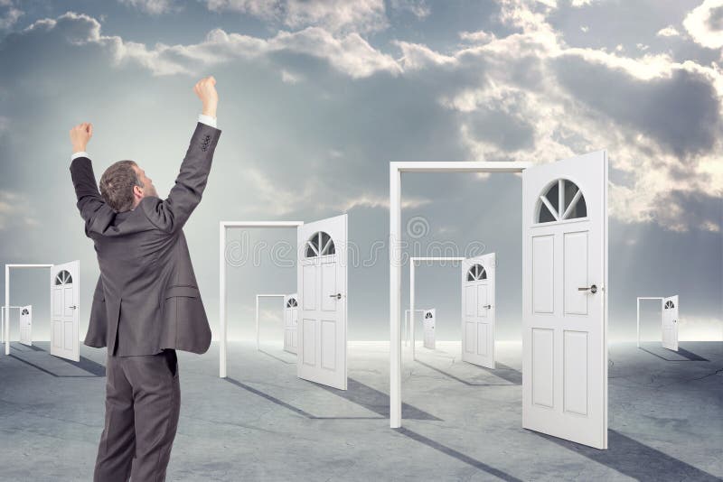 Young Businessman in Front of Doors Stock Photo - Image of professional ...