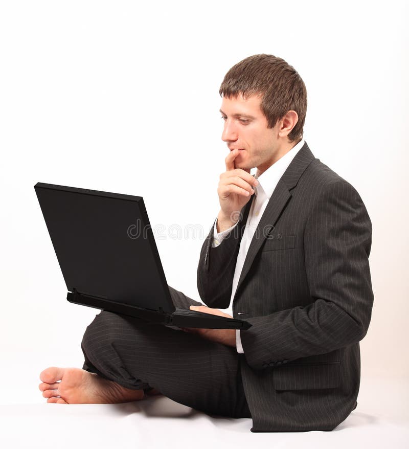 Young Businessman in Front of a Laptop Stock Photo - Image of beautiful ...