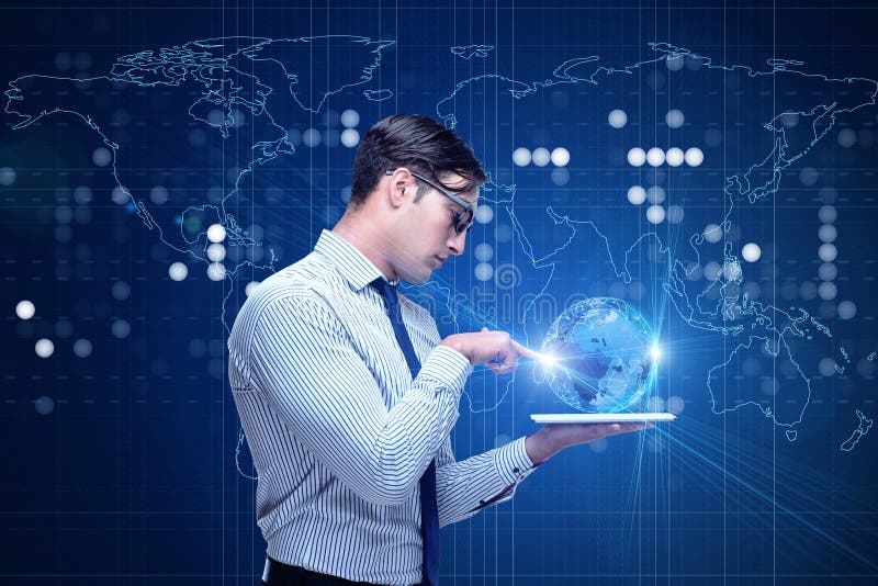 The Young Businessman in Global Business Concept Stock Illustration ...