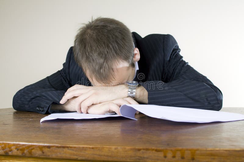Young Businessman Having Office Problems Stock Image - Image of ...