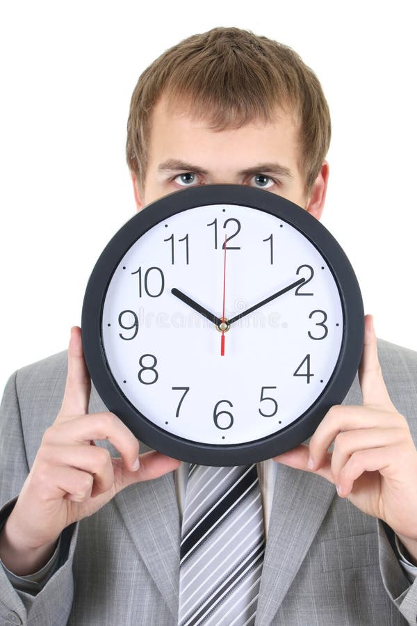 Young Businessman Holding a Clock Stock Photo - Image of accuracy, suit ...