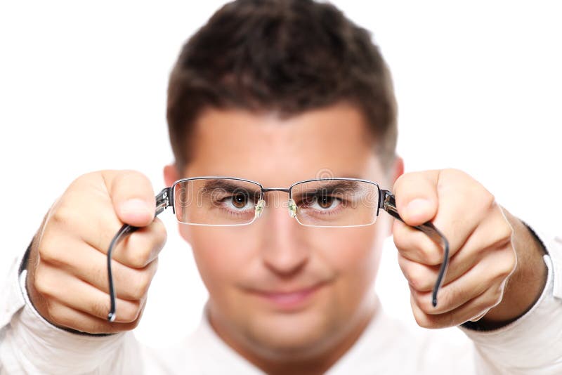 Young Businessman Holding Glasses Stock Photo - Image of caucasian ...