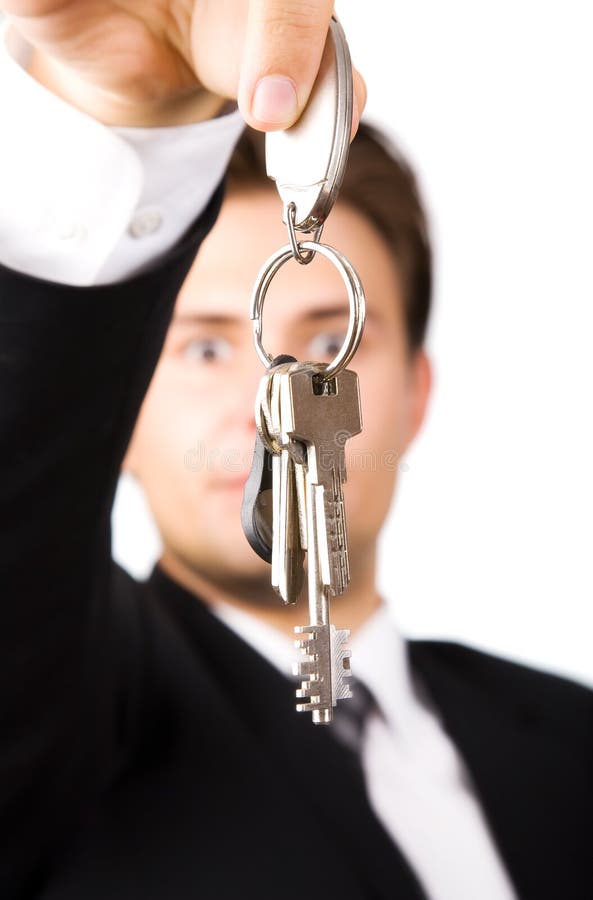 Man holding keys stock photo. Image of businessman, lock - 24300998