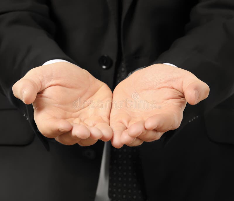 Young Businessman Holding Something, Closeup Stock Photo - Image of ...