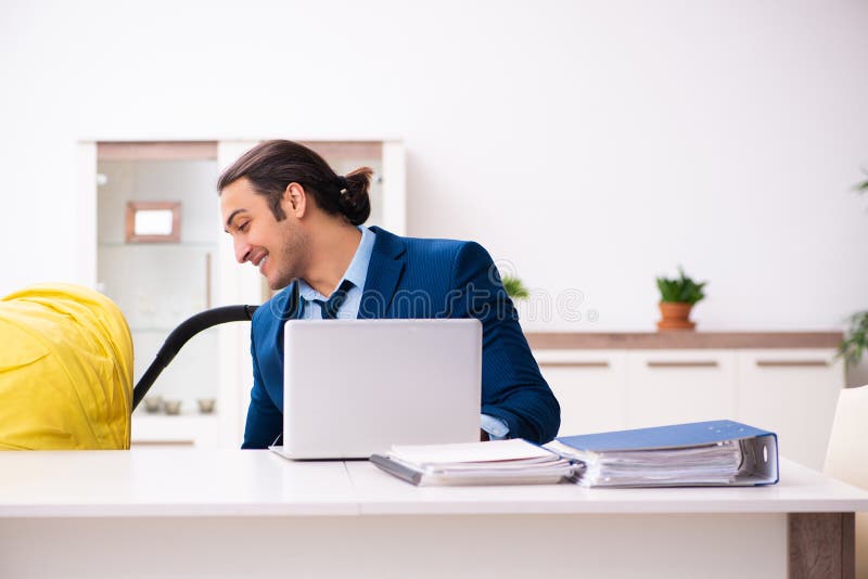 Young Businessman Looking after Newborn at Home Stock Photo - Image of ...