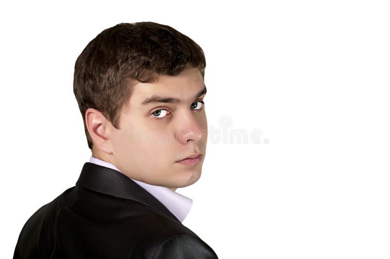 Young Businessman Looking Over His Shoulder Stock Photo - Image of ...