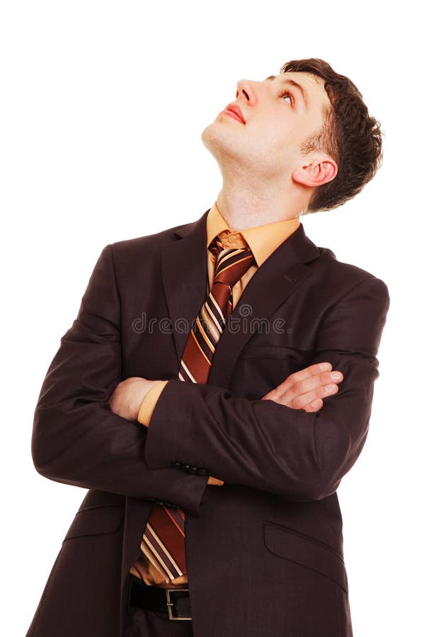 Young Businessman Looking Up Stock Image - Image of persevering ...