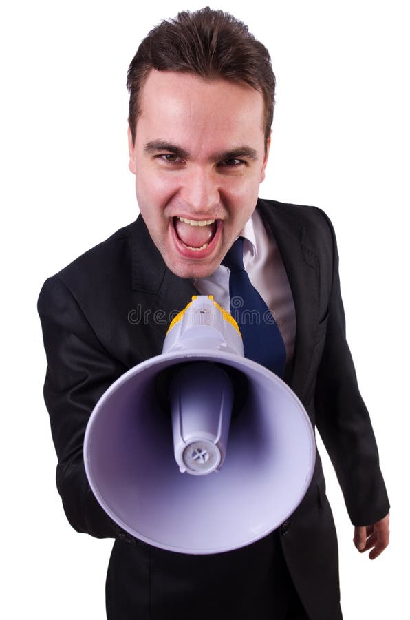 Young Businessman with Loudspeaker Stock Photo - Image of executive ...