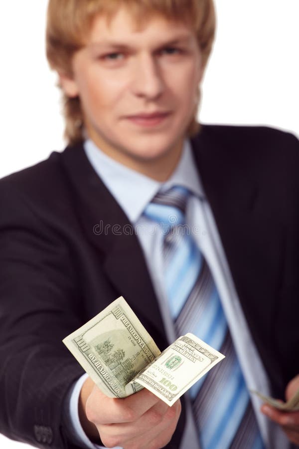 Young Businessman with Money Stock Photo - Image of business, employee ...