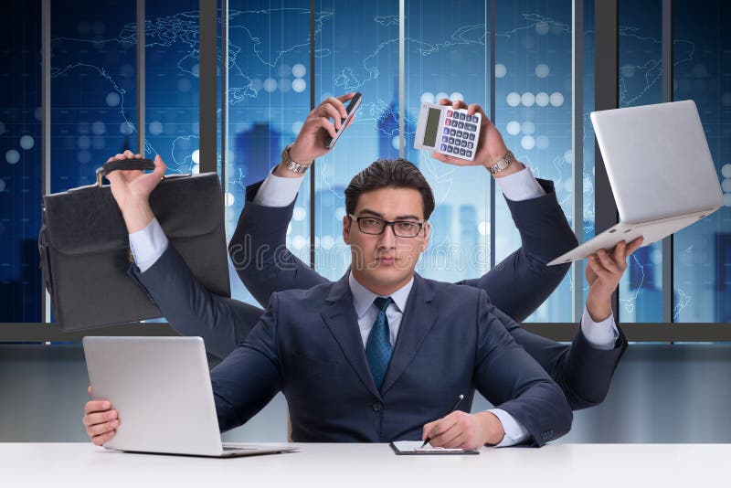 Businessman multitasking stock photo. Image of leader - 25640436