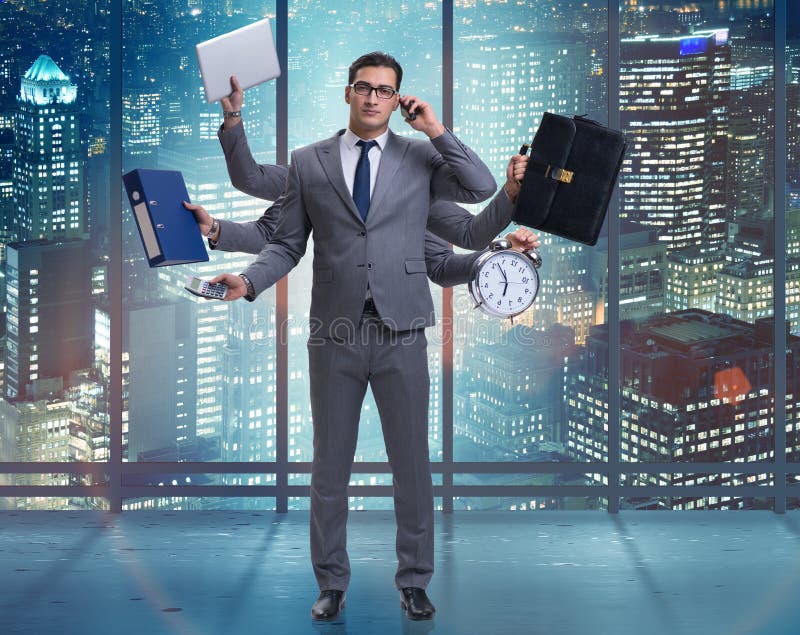 Young Businessman in Multitasking Concept Stock Image - Image of ...