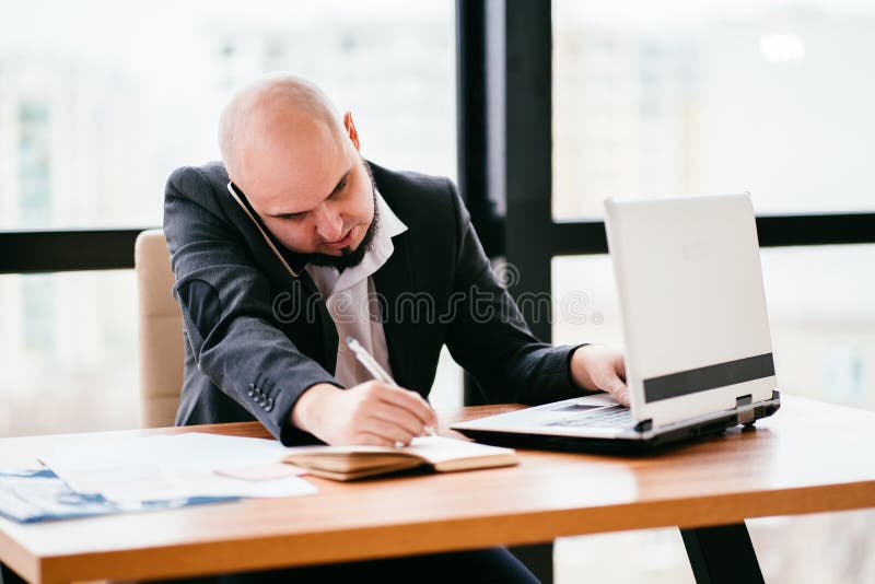 Young Businessman Multitasking, Office Routine Stock Photo - Image of ...