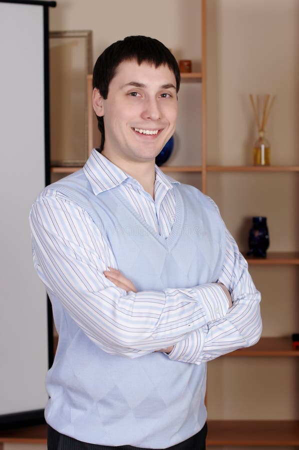 The Young Businessman at Office Stock Photo - Image of confident ...