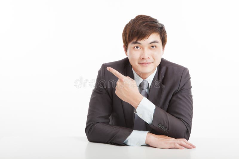 Shocked and Surprised Face of Asian Man Point on Empty Space. Stock ...