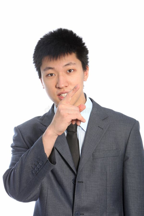 Asian Man Pointing Behind Him Stock Photo - Image of communication ...