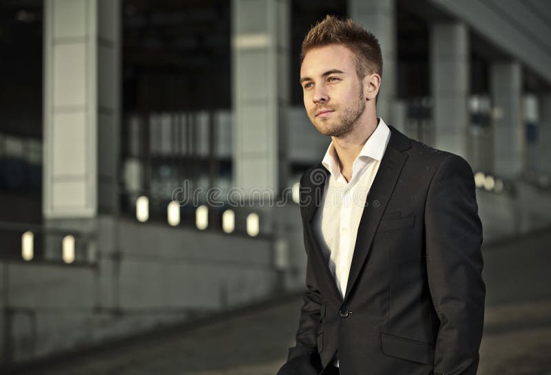 Young Businessman Pose Outdoor. Stock Image - Image of businessman ...