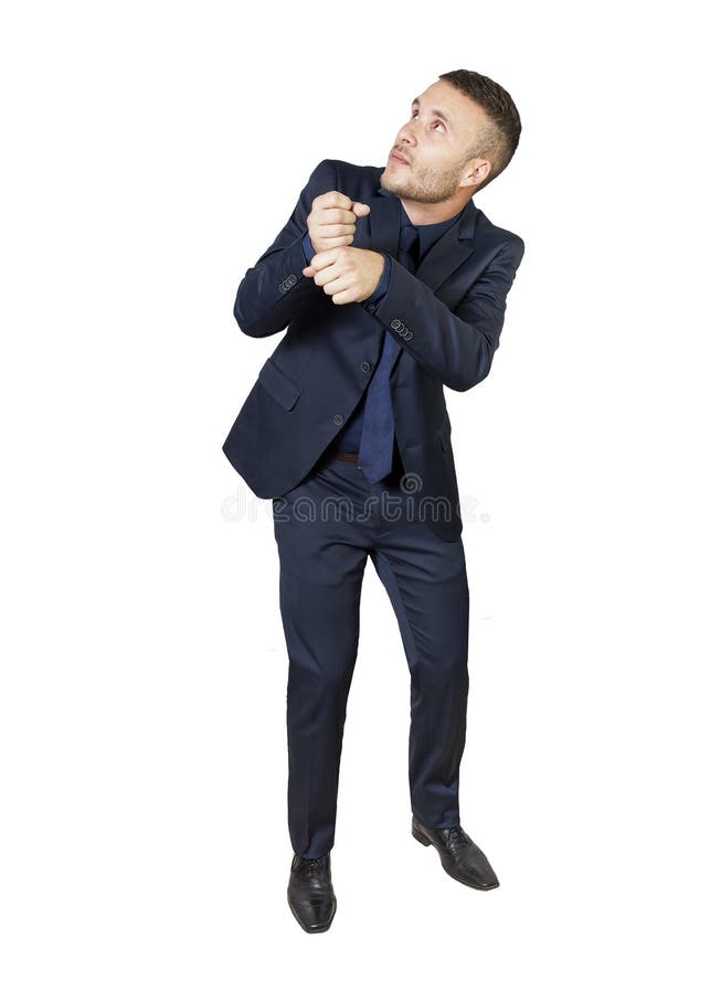 Young Businessman in a Position To Protect Himself Stock Image - Image ...