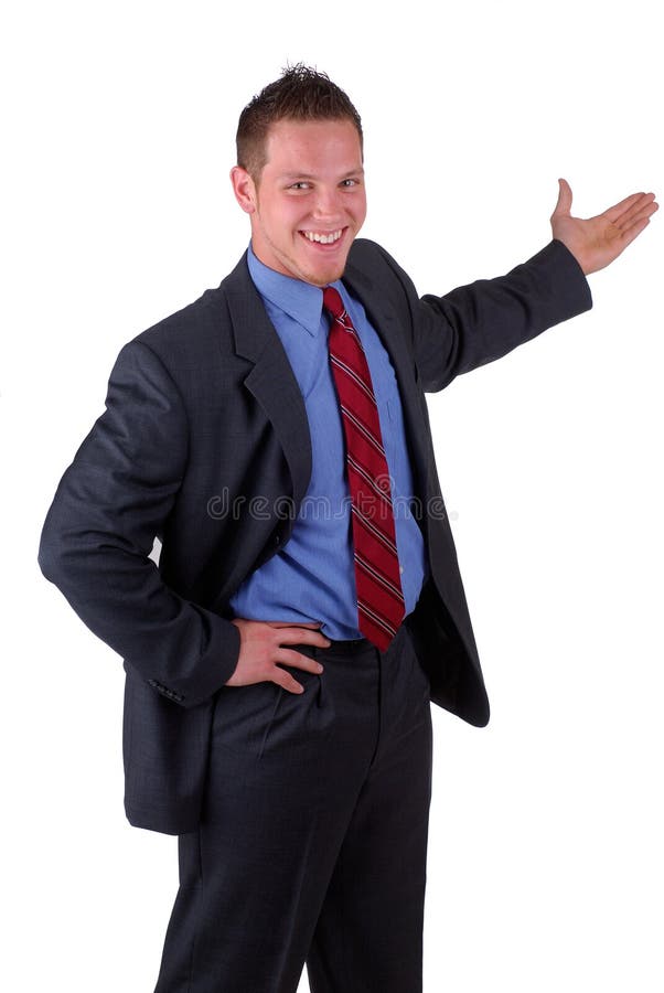 Young Businessman Presenting Stock Photo - Image of colour, businessman ...