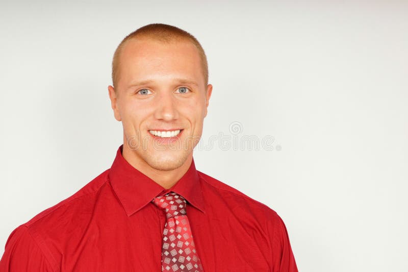 Young Man in Red Shirt Cross Hands Stock Image - Image of casual ...