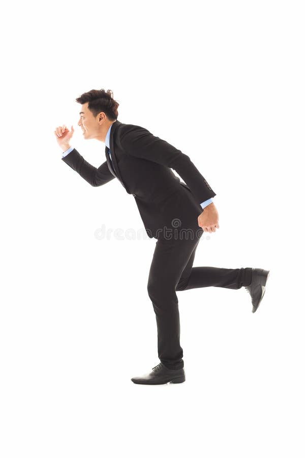 Young Businessman Running Forward Stock Photo - Image of young, active ...
