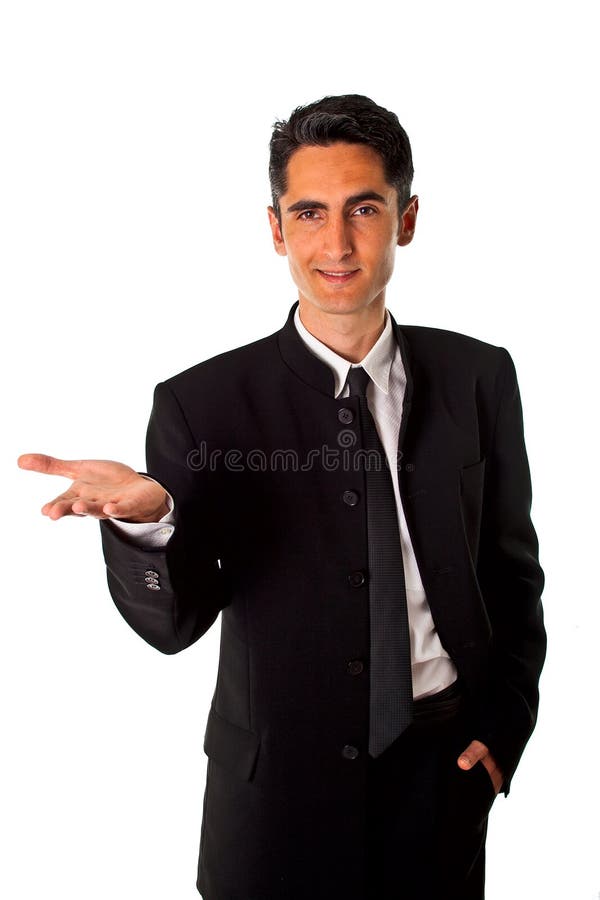 Young Businessman is Showing Hand Signs. Stock Image - Image of elegant ...