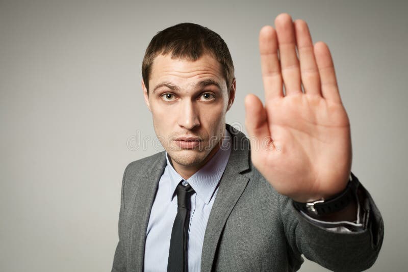 Business Man with Stop Hand Up Stock Image - Image of concepts, people ...