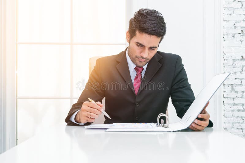 Young of Businessman Signing Contract Paper Stock Image - Image of ...