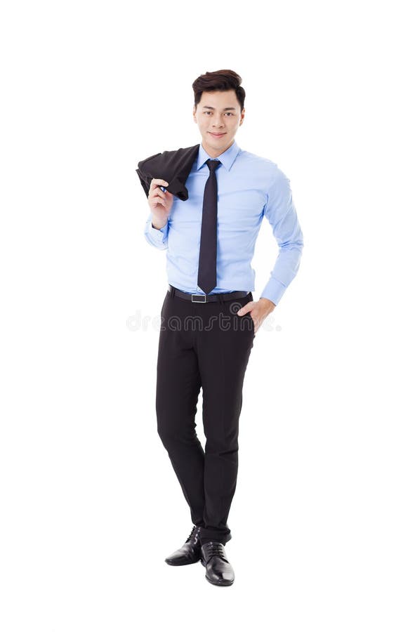 Young Businessman Standing and Isolated on White Stock Image - Image of ...
