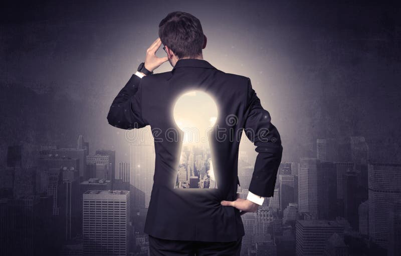 Businessman Standing with Keyhole on His Back Stock Image - Image of ... Businessman Standing with Keyhole on His Back Stock Image - Image of ...