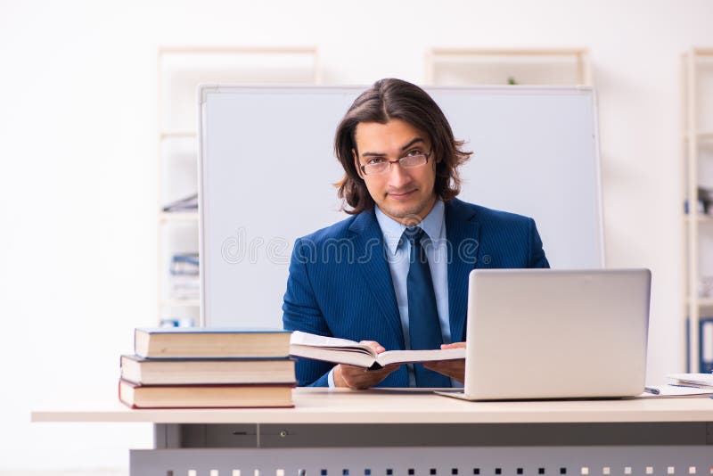 Young Businessman Student Studying at Workplace Stock Image - Image of ...