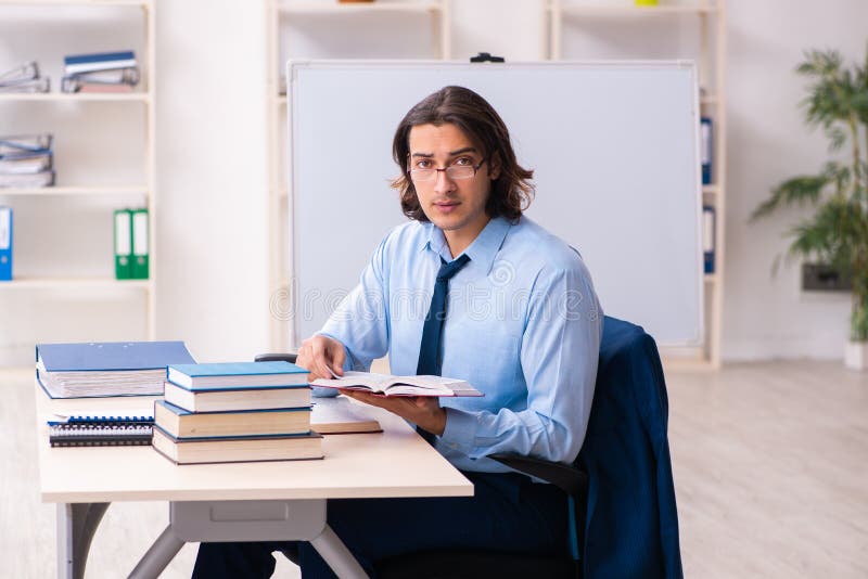 Young Businessman Student Studying at Workplace Stock Image - Image of ...