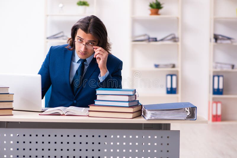 Young Businessman Student Studying at Workplace Stock Image - Image of ...