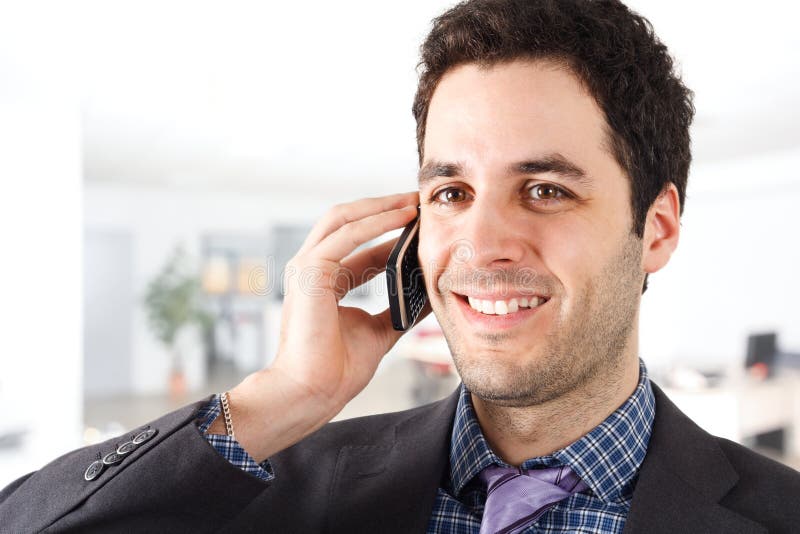 Young Businessman Talking at Phone Stock Photo - Image of happy ...
