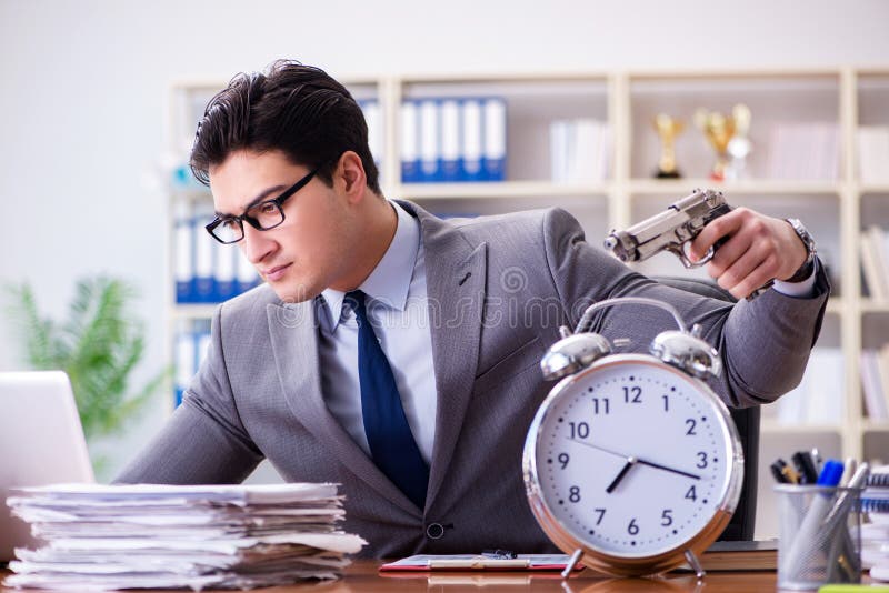 The Young Businessman in Time Management Concept Stock Image - Image of ...
