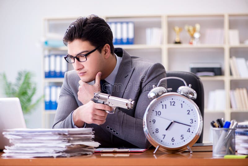 The Young Businessman in Time Management Concept Stock Photo - Image of ...