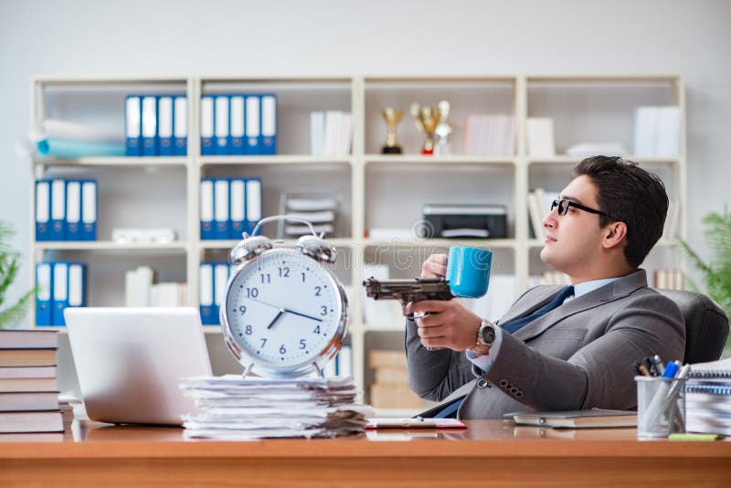 The Young Businessman in Time Management Concept Stock Photo - Image of ...