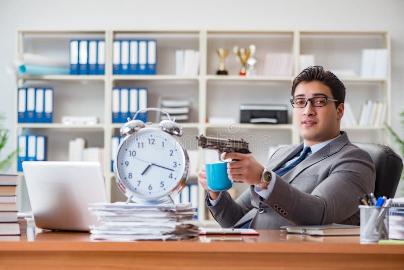 The Young Businessman in Time Management Concept Stock Image - Image of ...