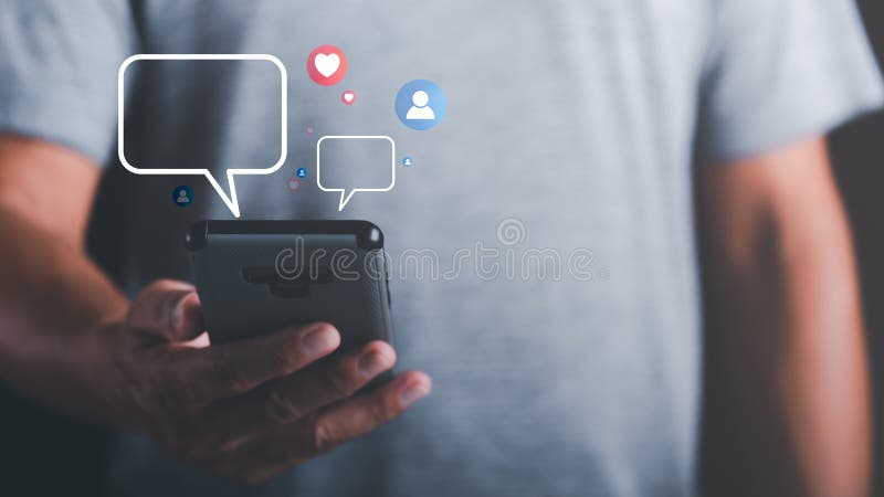 Young Businessman Using Smartphone Social Media Concept Internet Of