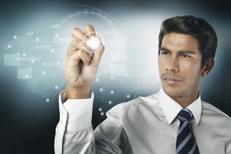 Young Businessman Using a Virtual Screen. Conceptual Image Stock Image ... Young Businessman Using a Virtual Screen. Conceptual Image Stock Image ...