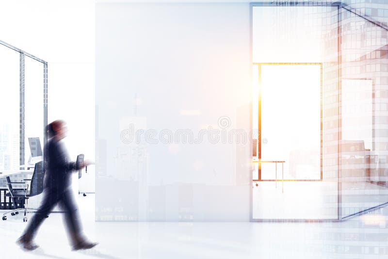 Businessman Walking in Office Hall Stock Image - Image of modern ...
