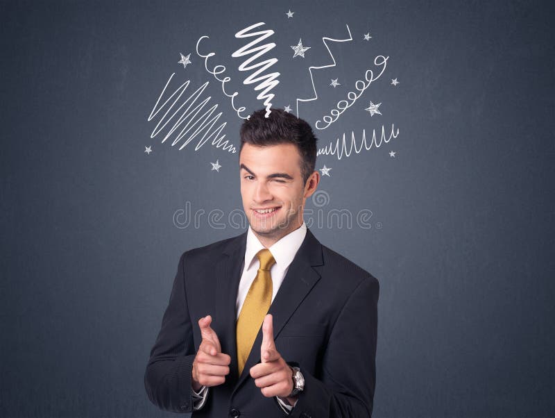 Businessman with scribbles stock photo. Image of element - 105862968