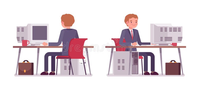 Young Handsome Boy Watching Computer Screen Stock Illustrations – 16 ...