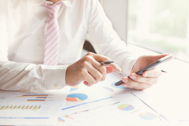 Young Businessman Working with Mobile Phone Stock Image - Image of ...