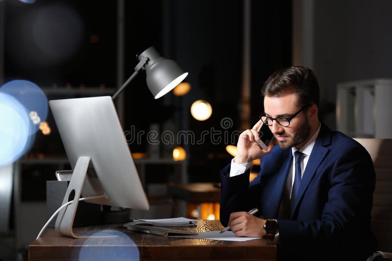 Young Man Working in Office Stock Photo - Image of alone, caucasian ...