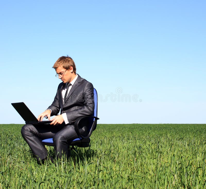 Young Businessman Working Outdoor Stock Photo - Image of green, dressed ...