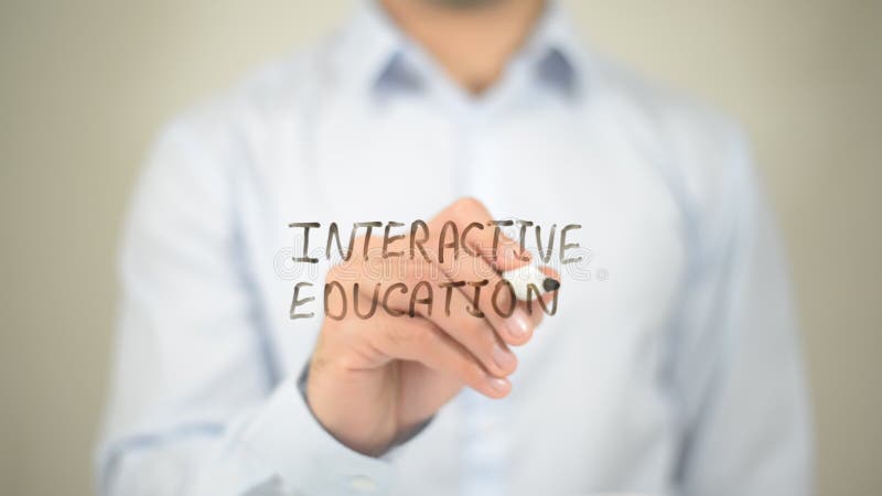Interactive Education, Writing on Transparent Screen Stock Image ...